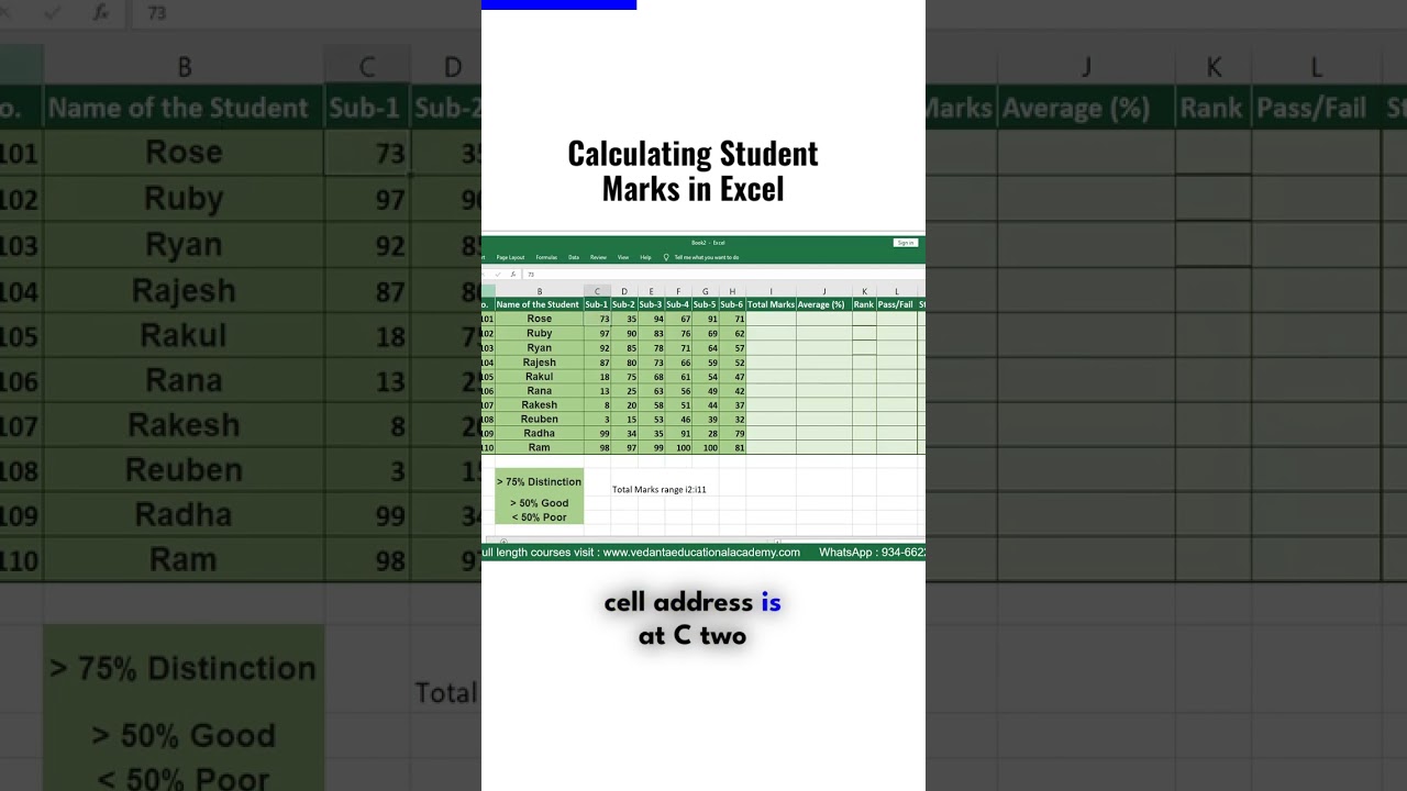 Calculating Student Marks In Excel YouTube Calculating Student Marks In Excel YouTube