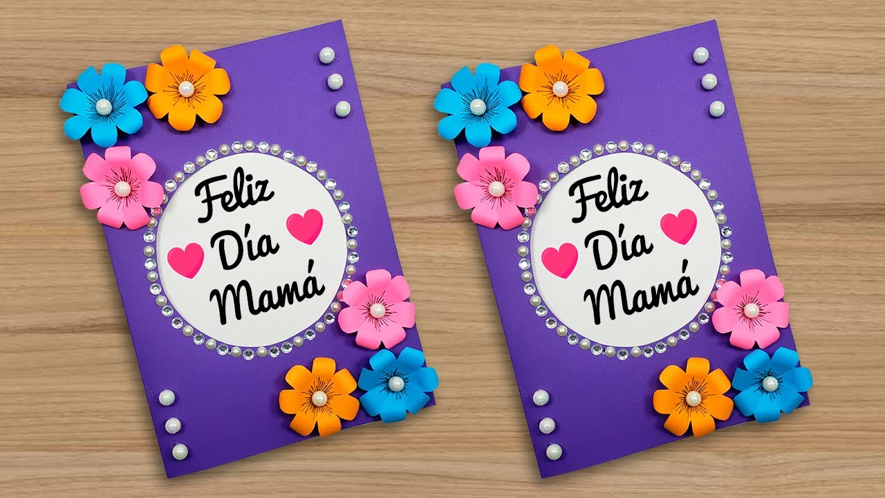 🌈Tarjeta de flores para el día de la madre 😍 Mother's Day Card 💖 Día de ...