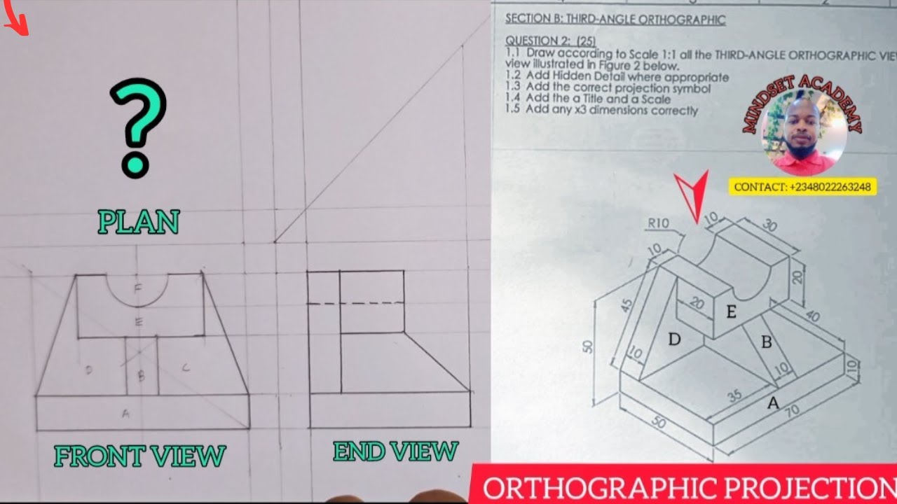 THIRD ANGLE ORTHOGRAPHIC PROJECTION - YouTube