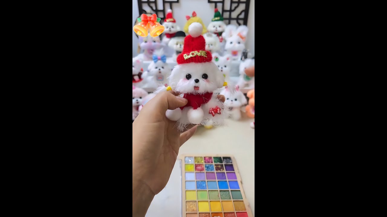 Create a Charming Holiday White Puppy | Santa Hat + Red Scarf Pipe ...