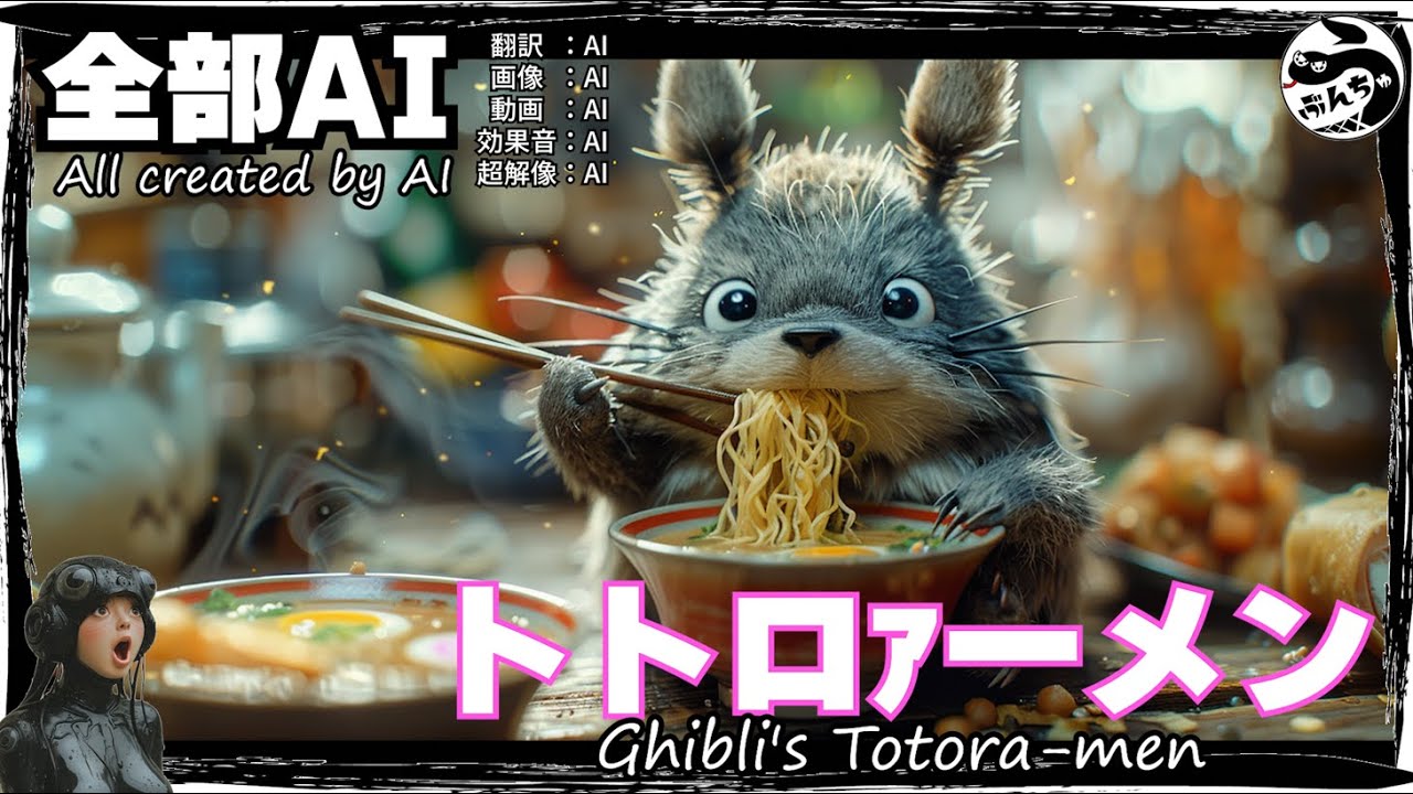 Ghibli's Totoro eating ramen drawn entirely by AI #ジブリ #ghibli #トトロ #totoro - YouTube