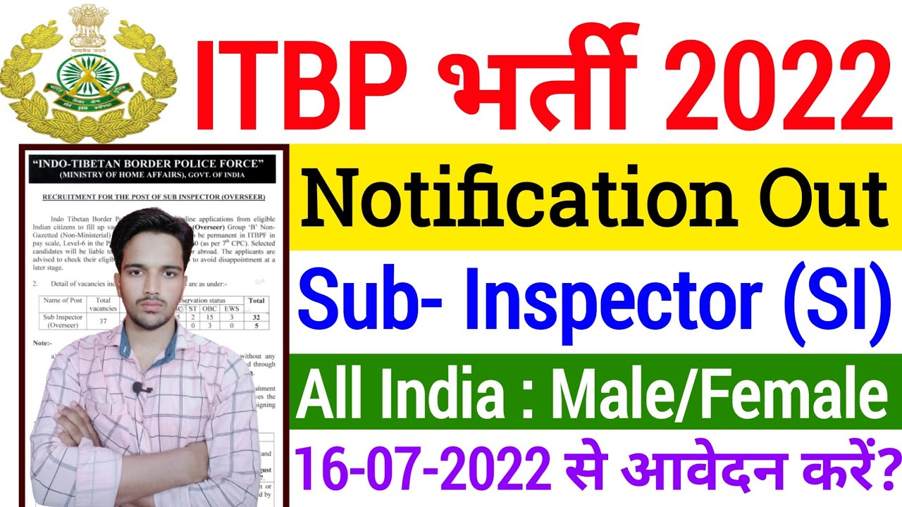 ITBP Inspector Requireent 2022 || ITBP Sub Inspector Vacancy 2022 ...