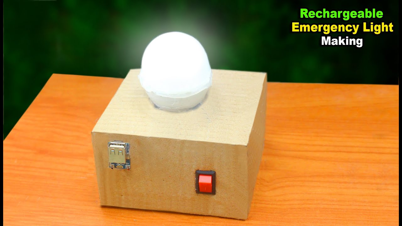 How to make Rechargeable Emergency Light at home Using Cardboard ...