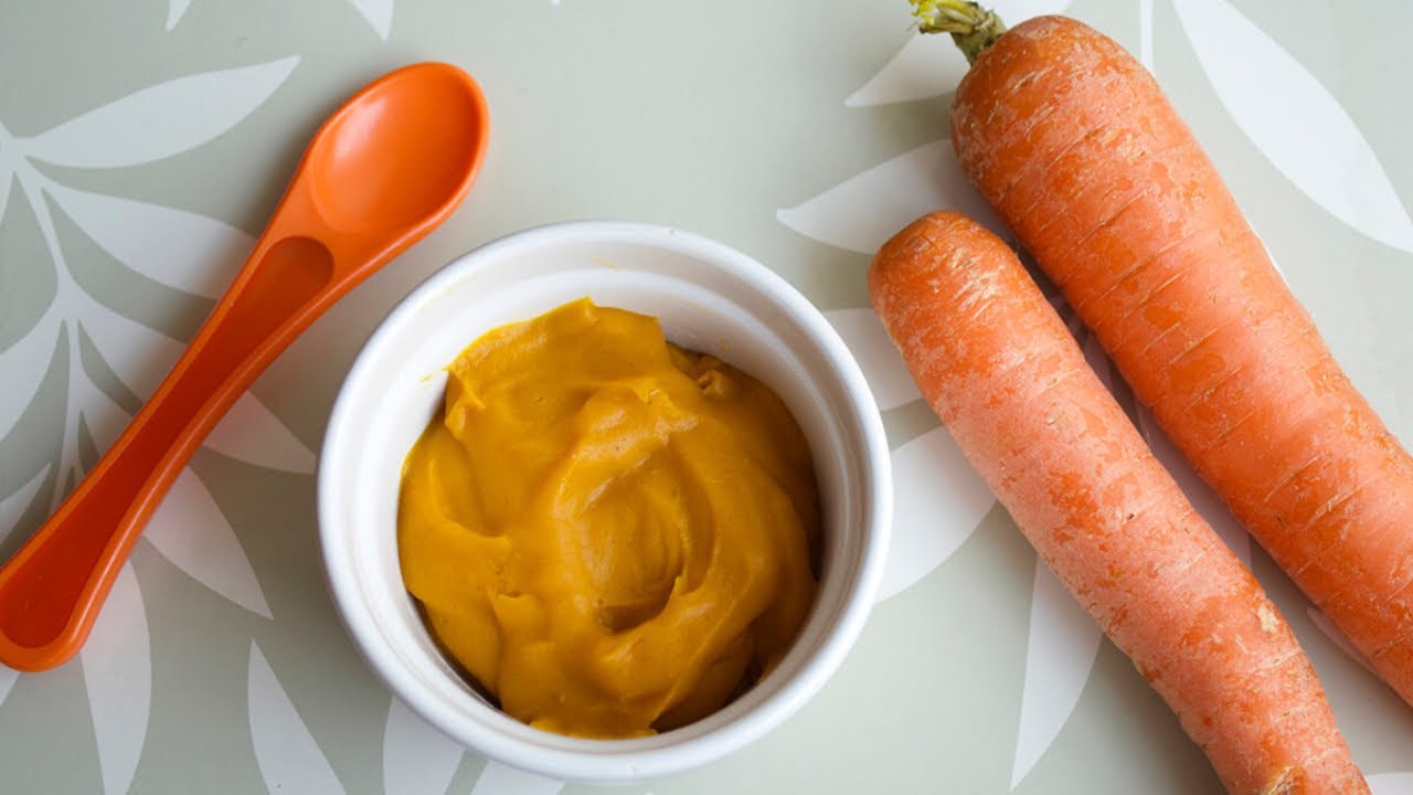 Carrot puree for 6-12 month babies | 6 month baby food | Healthy baby ...