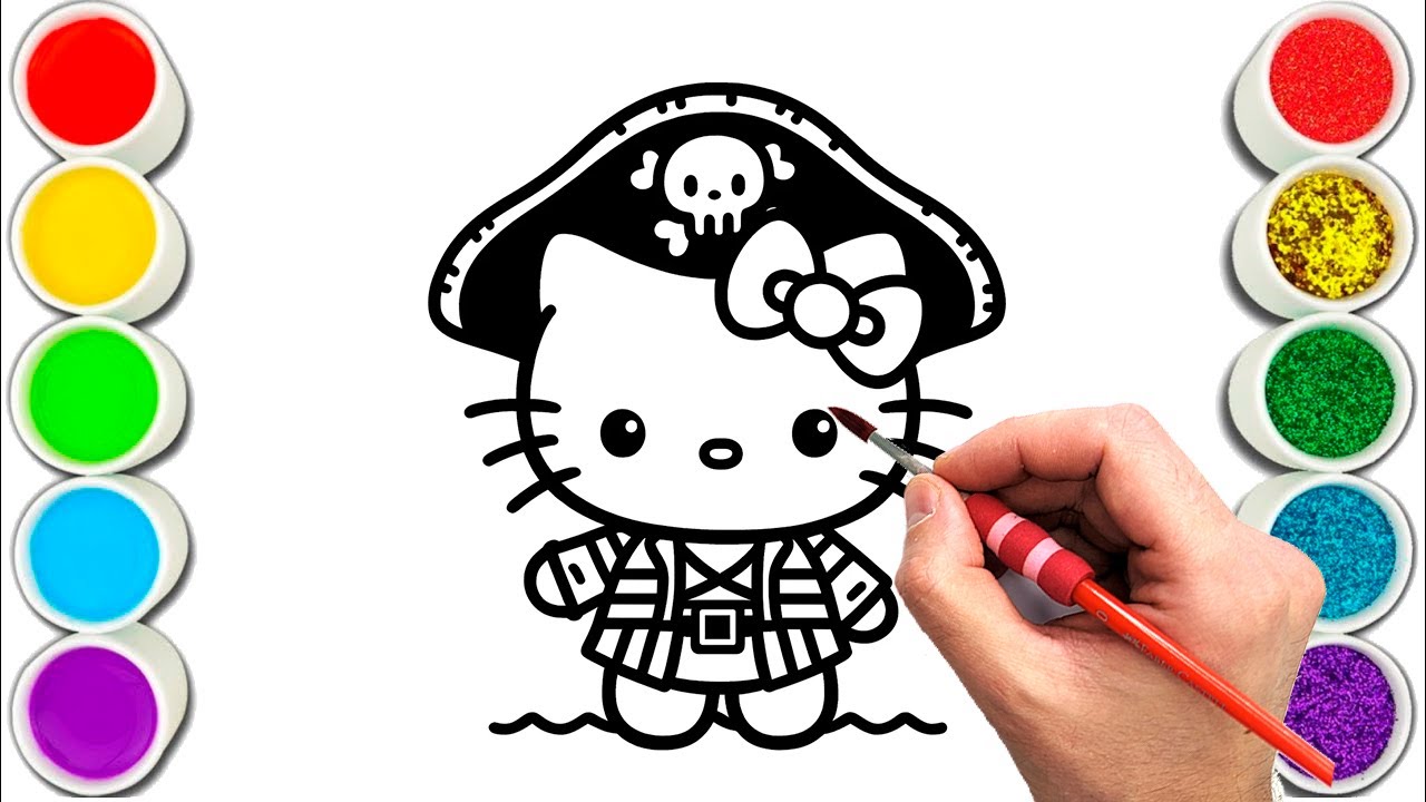 Hello Kitty a pirate Drawing, Painting & Coloring For Kids and Toddlers ...