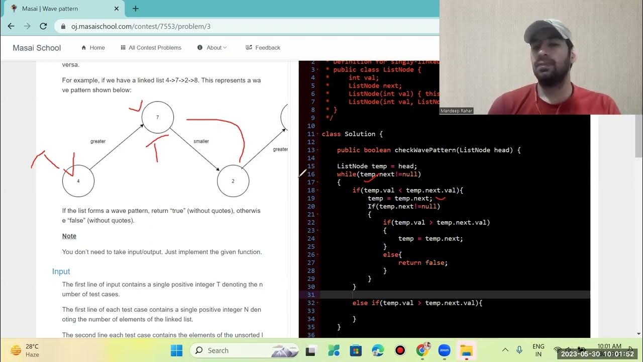 Wave pattern in Linked List || LinkedList || masai school || JAVA - YouTube