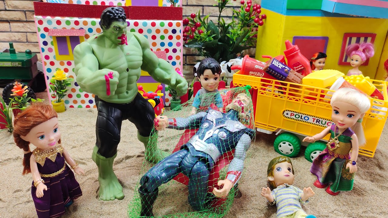 Hulk VS Thor Man Fight videos Barbie Mini cooking - YouTube