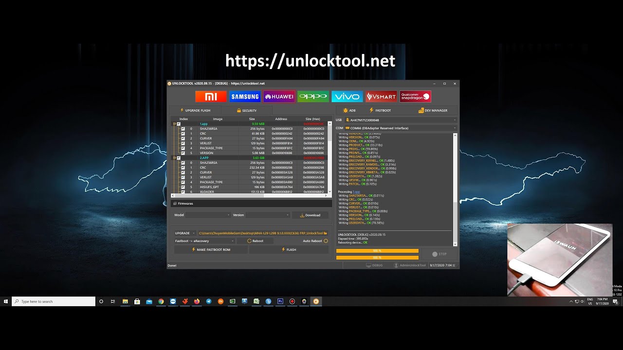 MHA-L29 MHA-L29B 9.1.0.XXX(C636) ERASE FRP By UnlockTool One Click ...