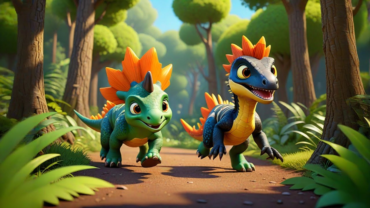 Four Baby Dinosaurs Roar and Run | Dinosaur Song for Kids | Fun ...