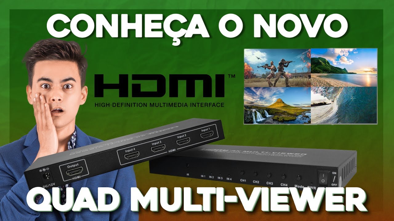 NOVO QUAD MULTI-VIEWER 4x1 | 4 TELAS EM 1 MONITOR | SWITCH QUAD HDMI ...