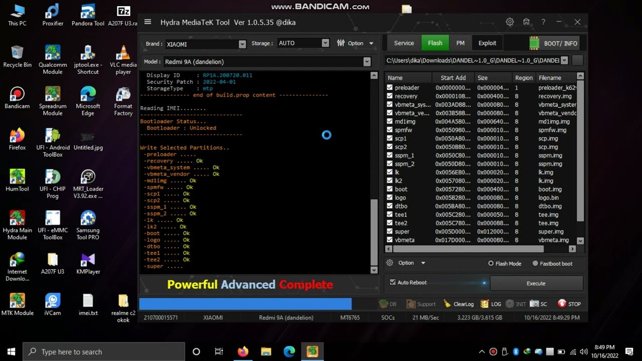 flash redmi 10a logo/restart menggunakan hydratool - YouTube