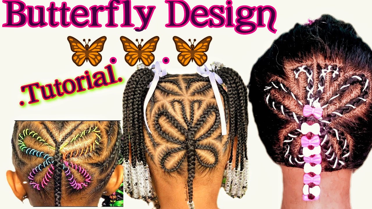Butterfly design on hair || Cute Easy 2021 black girl hairstyle ...