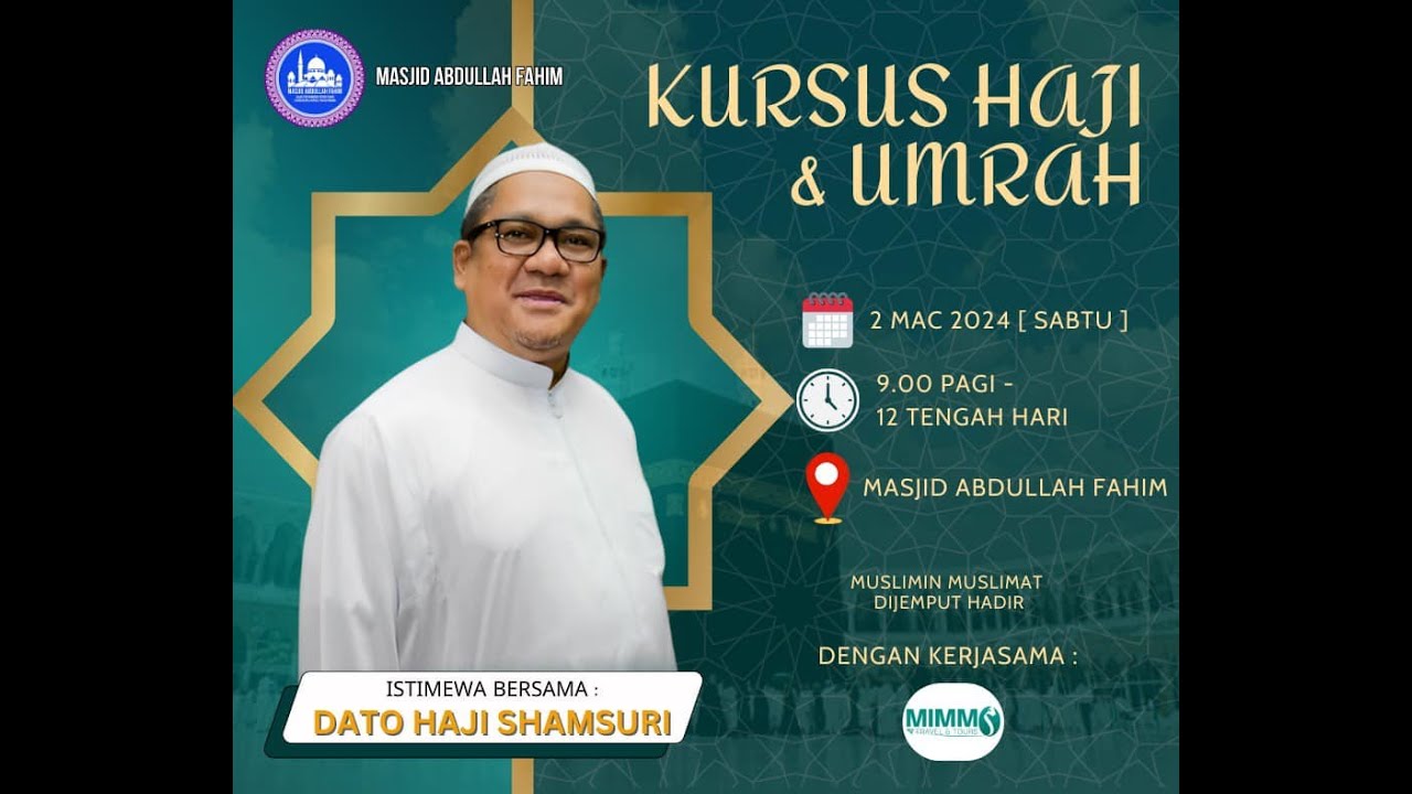 LIVE 020324 : Kuliah Khas Umrah Dan Haji - Ustaz Shamsuri Ahmad - YouTube