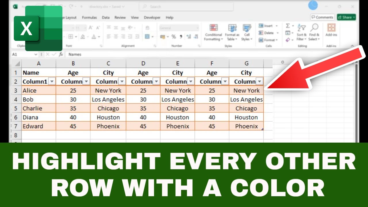 Highlight EVERY OTHER ROW With a COLOR in Excel (Easy Step-by-Step ...