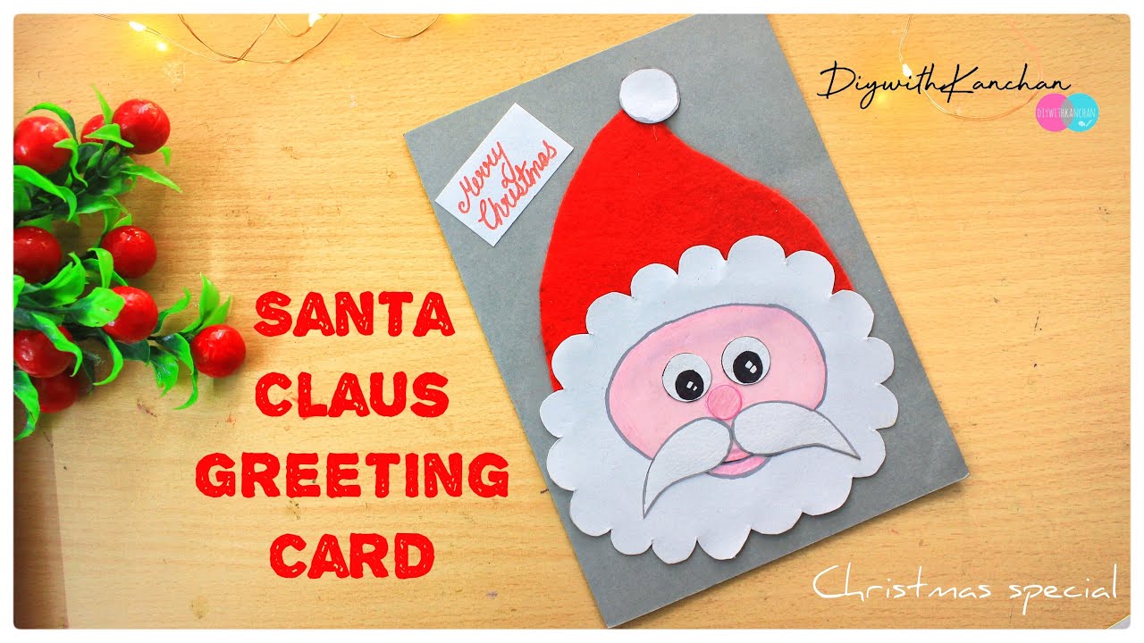 Santa Card | How to make Cute Santa Face Card for Kids | Christmas ...