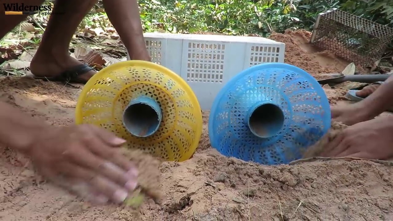 Primitive Technology Build Deep Hole Underground Python Trap Using Basket & Chicken That Work ...