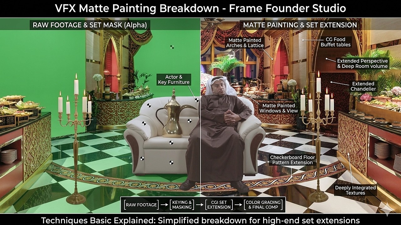 VFX Breakdowns / Showreels: Matte Painting Set Extension - Frame ...
