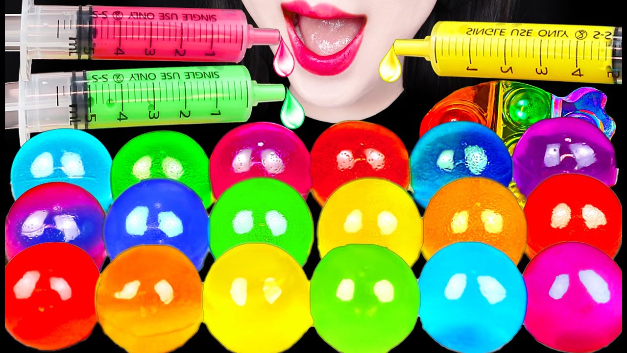 ASMR RAINBOW FOODS *EDIBLE POP IT, PUSH POP, JELLY BALLS, JELLO SHOOTER ...