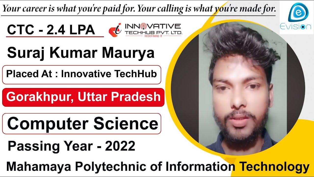 Congrats, Suraj | Selected in Innovative TechHub | 2.4 LPA | COMPUTERS SCIENCE, PoY 2022 ...