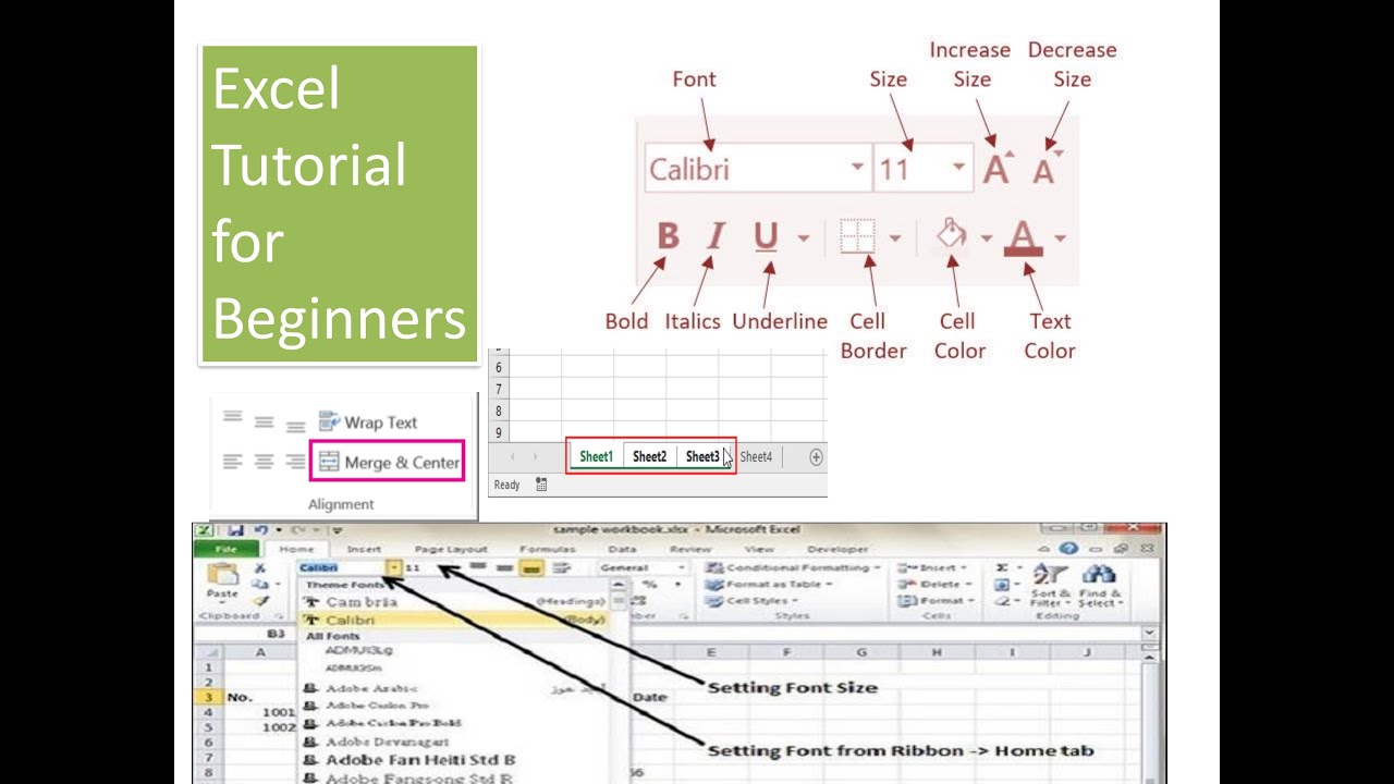 Font Formatting and Alignement:Merge in Excel | Excel Tutorial | How to ...