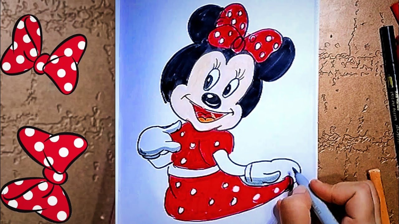 How to draw minnie mouse easy| How to draw minnie mouse easy step by ...