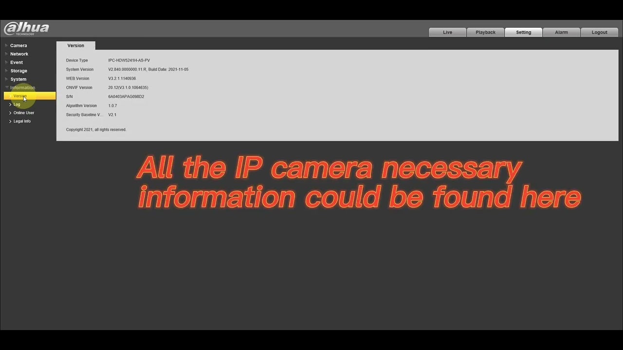 How to check necessary information of IP camera? - YouTube