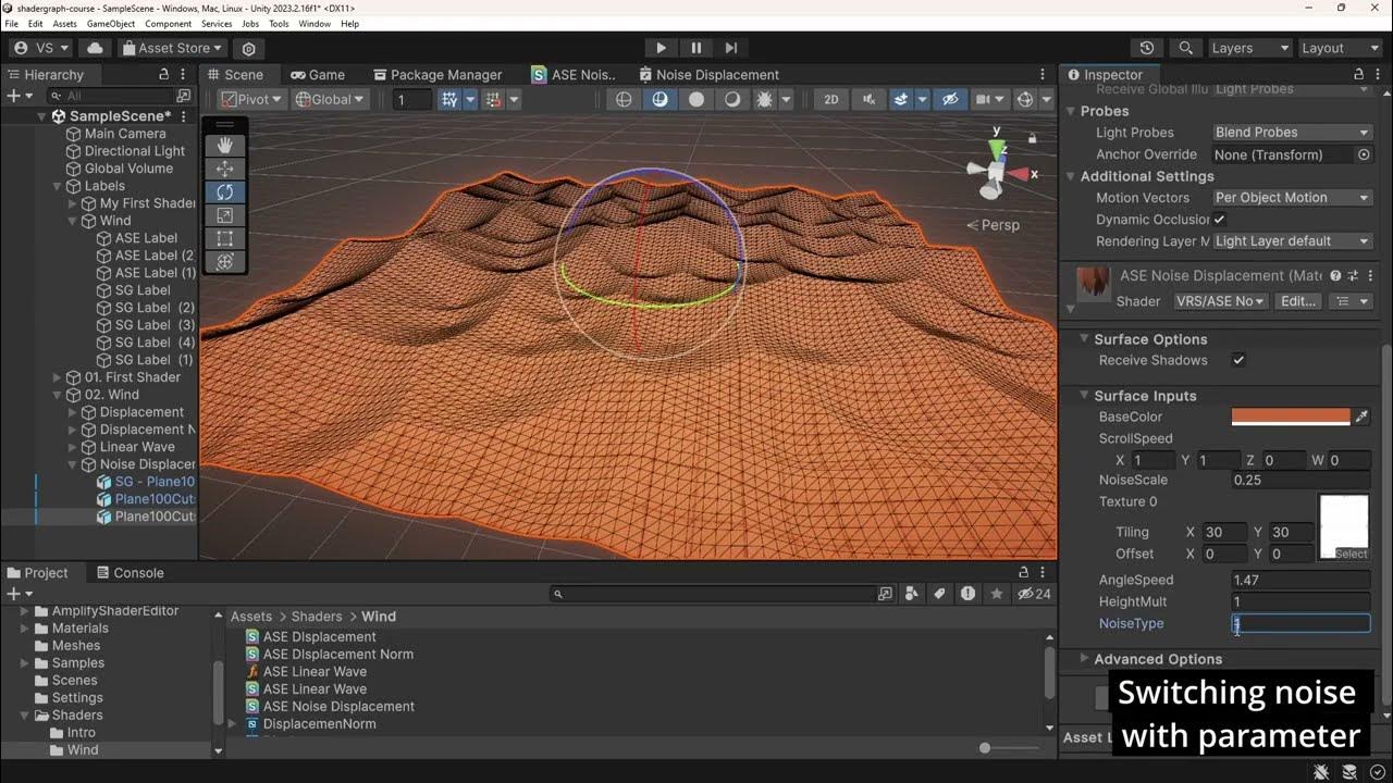 Playing with waves - noise displacement in Unity (Shader Graph and Amplify) and Unreal - YouTube