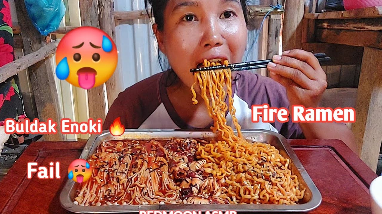NUCLEAR FIRE NOODLES & BULDAK ENOKI MUSHROOMS ASMR MUKBANG 🔥🔥 - YouTube