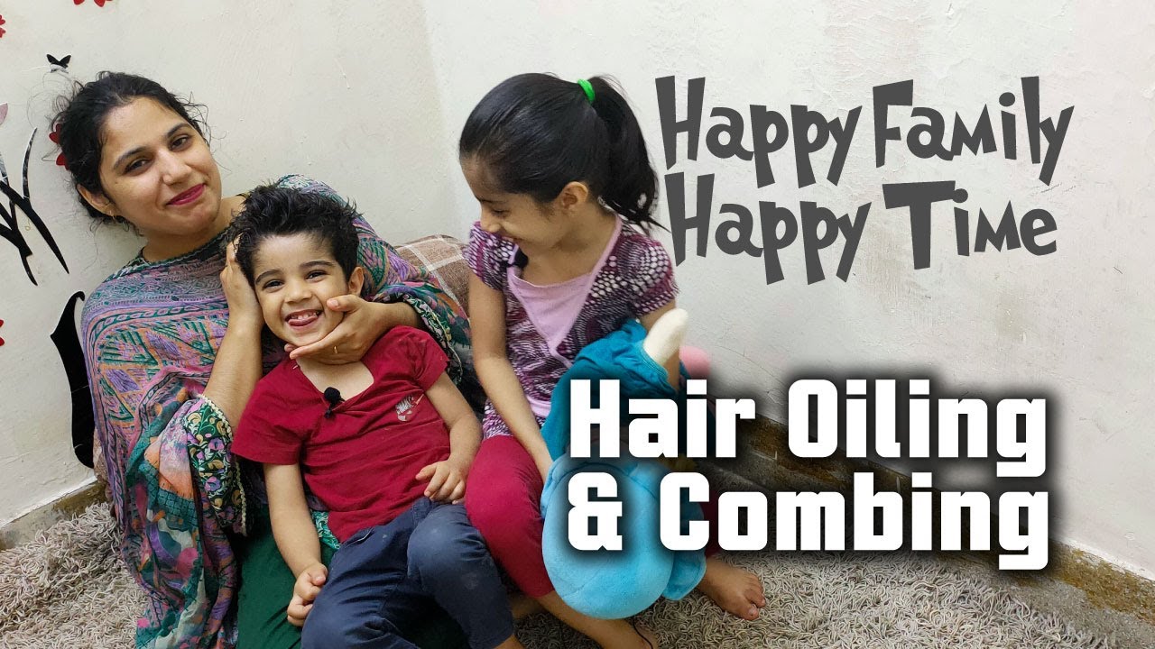 Mother Caring Her Kids - Hair Oiling Combing on Children | ASMR ...