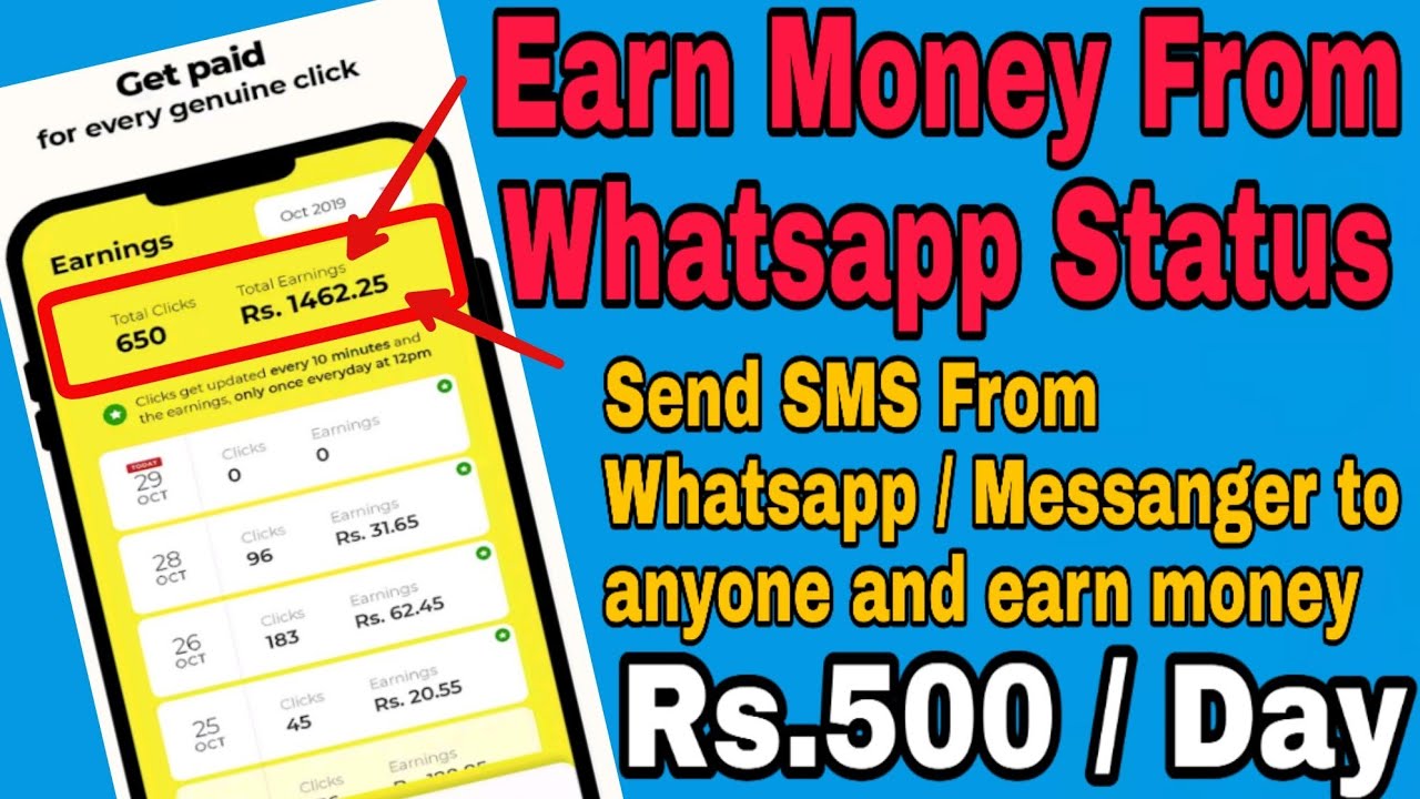 Earn money by sending sms from whatsapp or messenger | earn money by ...