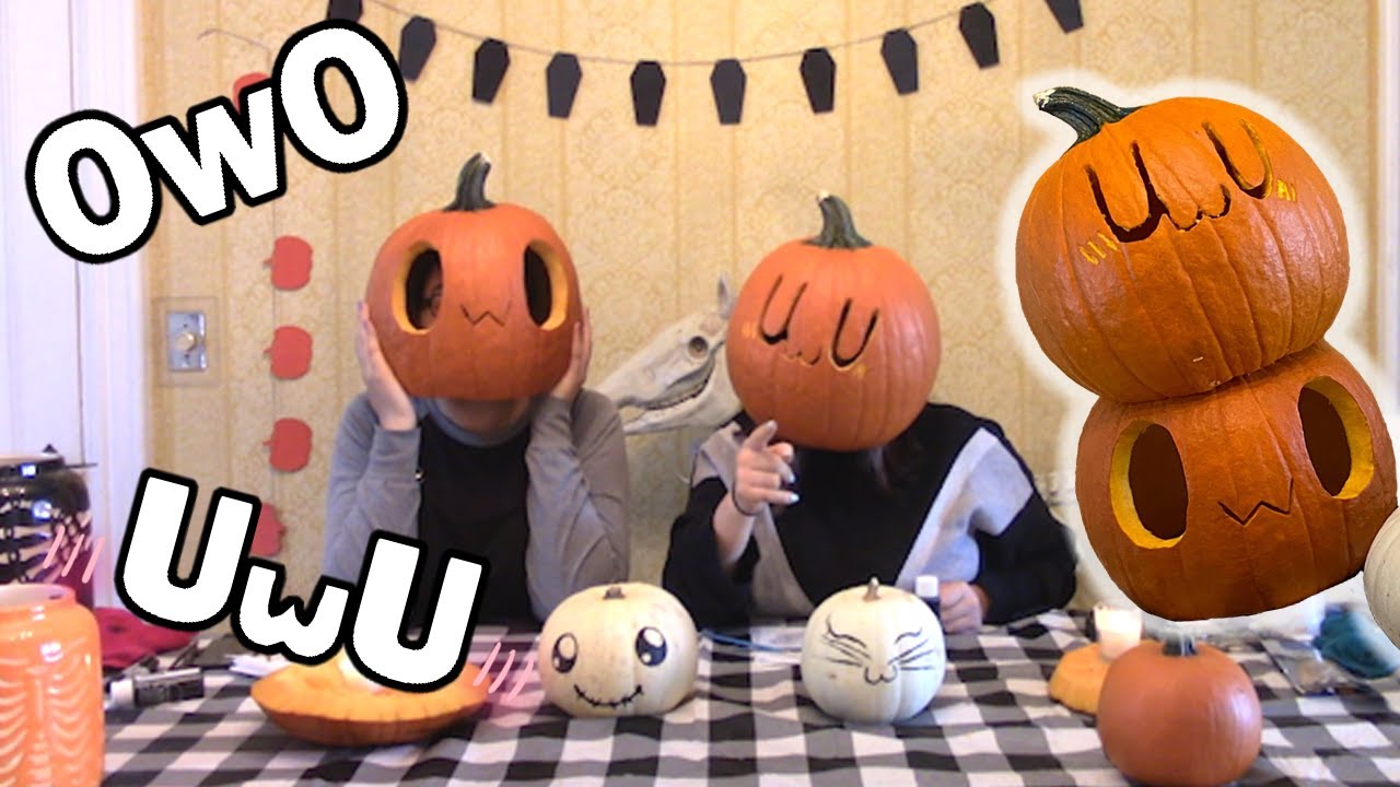 CARVING KAWAII PUMPKINS 🎃 (OwO) (〃UωU〃) Happy Halloween - YouTube