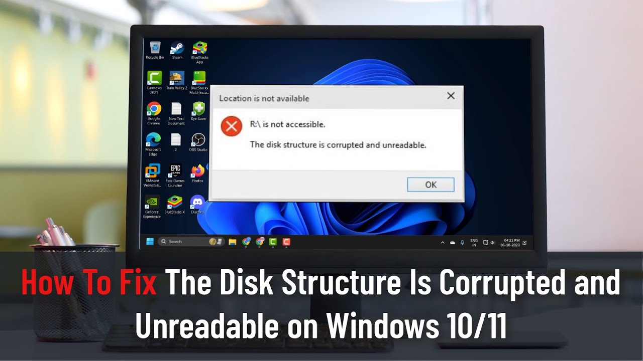 How To Fix The Disk Structure Is Corrupted And Unreadable On Windows 1011 Youtube