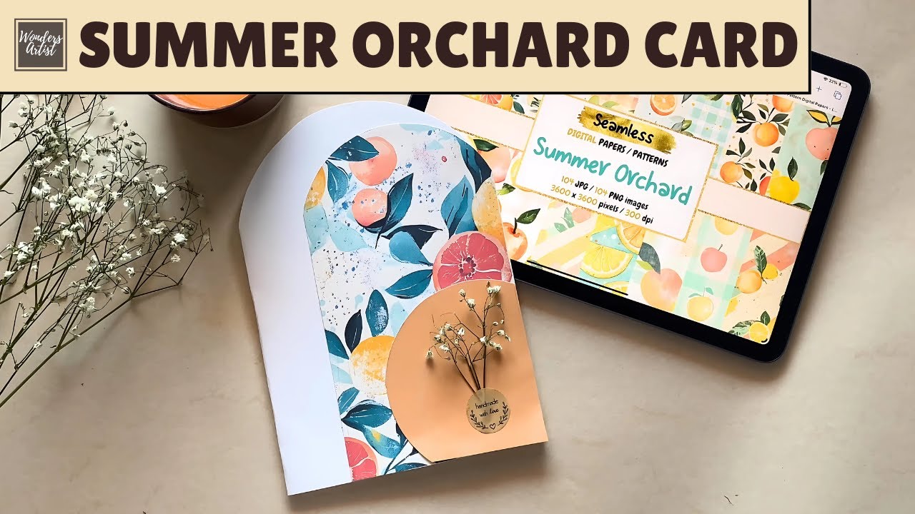 DIY Summer Orchard Card 🌸🍊 | Handmade Greeting Card Tutorial - YouTube