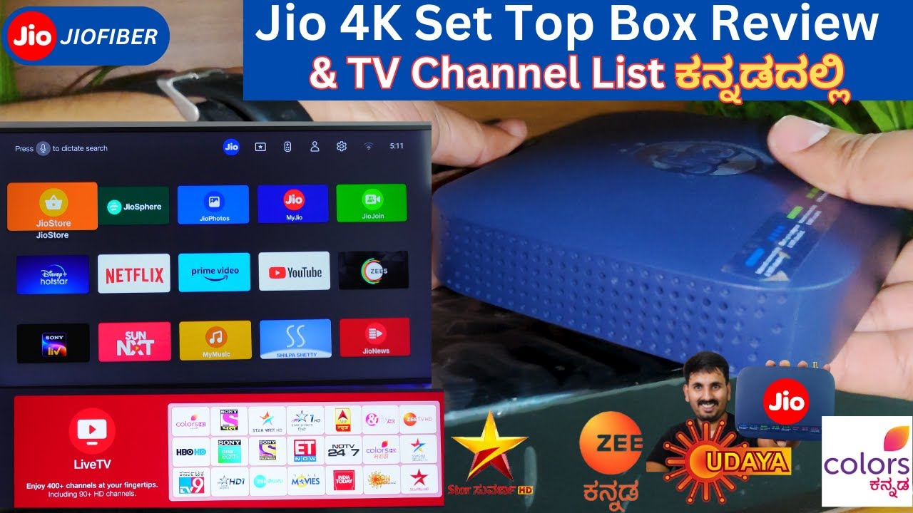 Jio 4K Set Top Box Review, Tv Channels List in ಕನ್ನಡ⚡ - YouTube