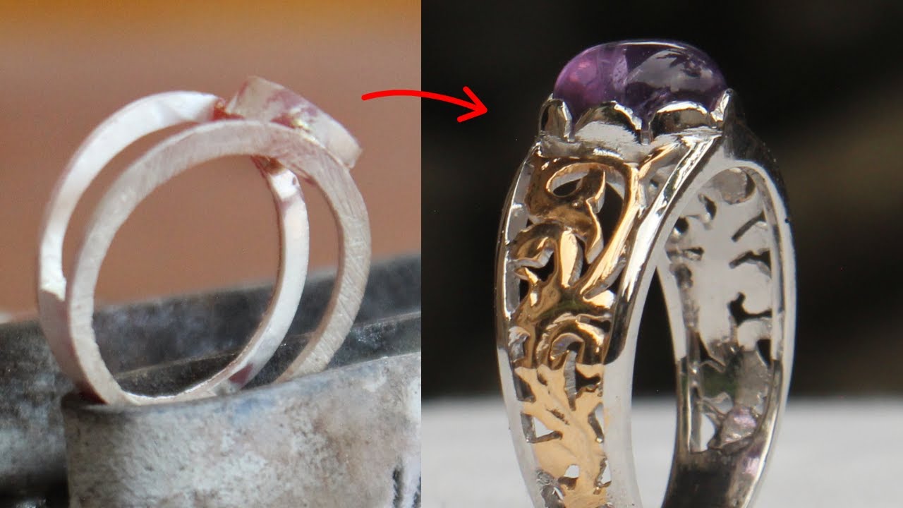 amethyst with silver engraved ring - jewelry making process # ...