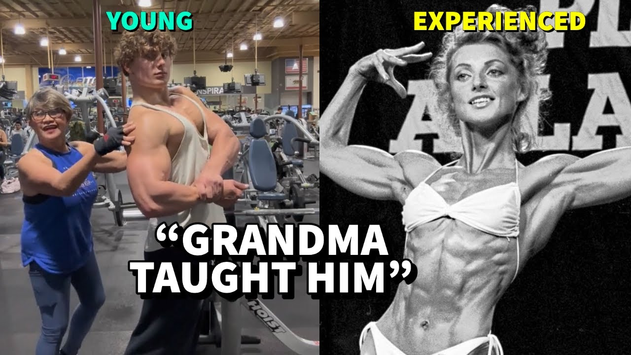 "Grandma taught him how to bodybuilding pose in the gym" - YouTube