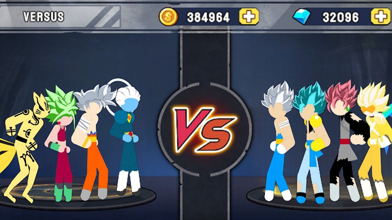 Stickman Warriors Goku, Jiren, Gogeta vs Evil Trunks, Vegeta, Beerus ...