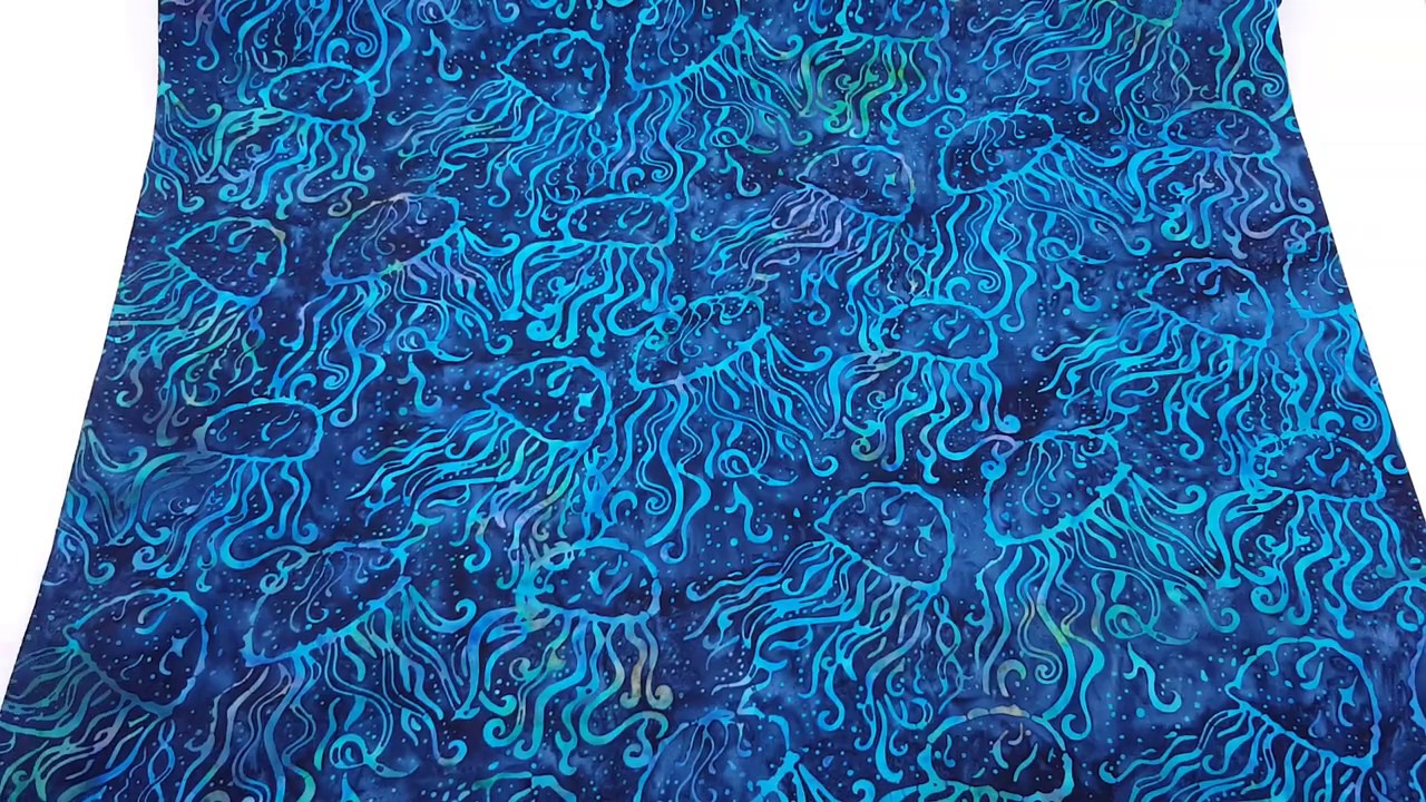 jellyfish batik fabric by Robert Kaufman in dark blue - YouTube
