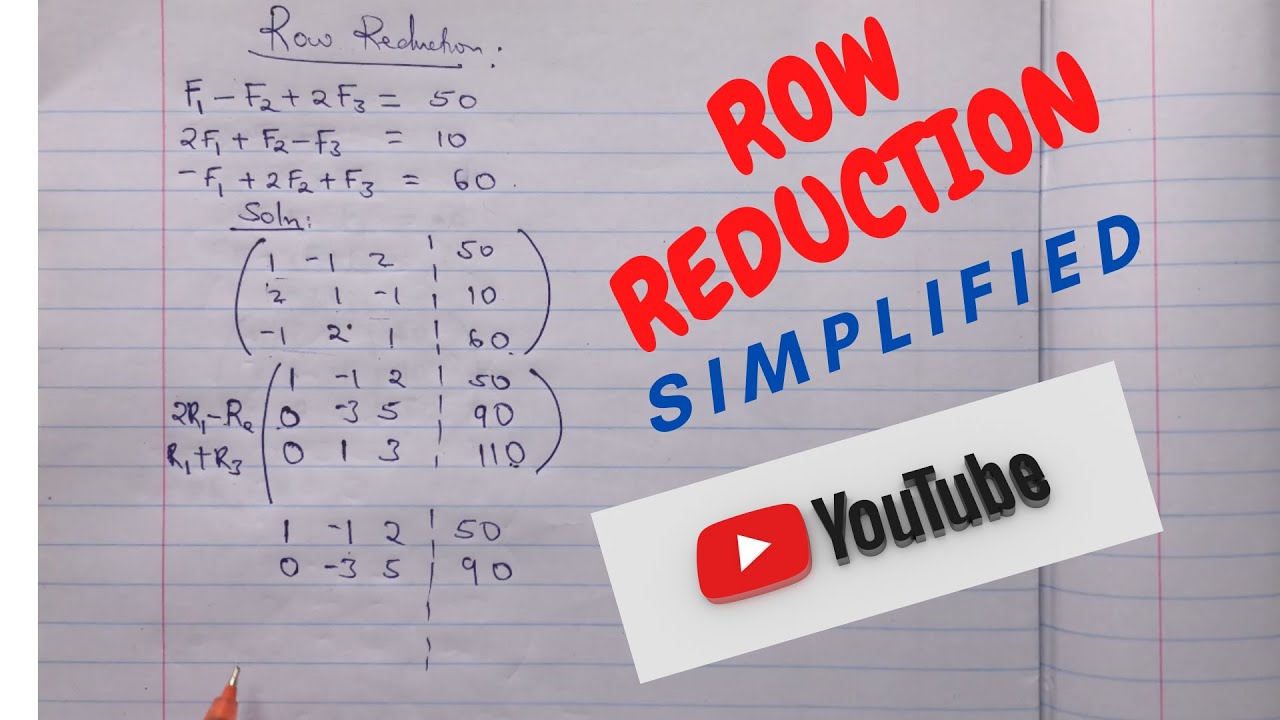 simultaneous equations using row reduction - YouTube
