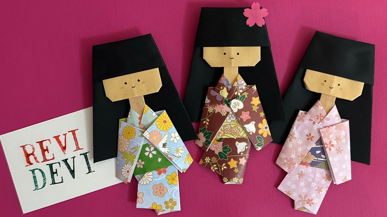Cara membuat origami boneka kimono Jepang 👘 untuk suvenir - YouTube