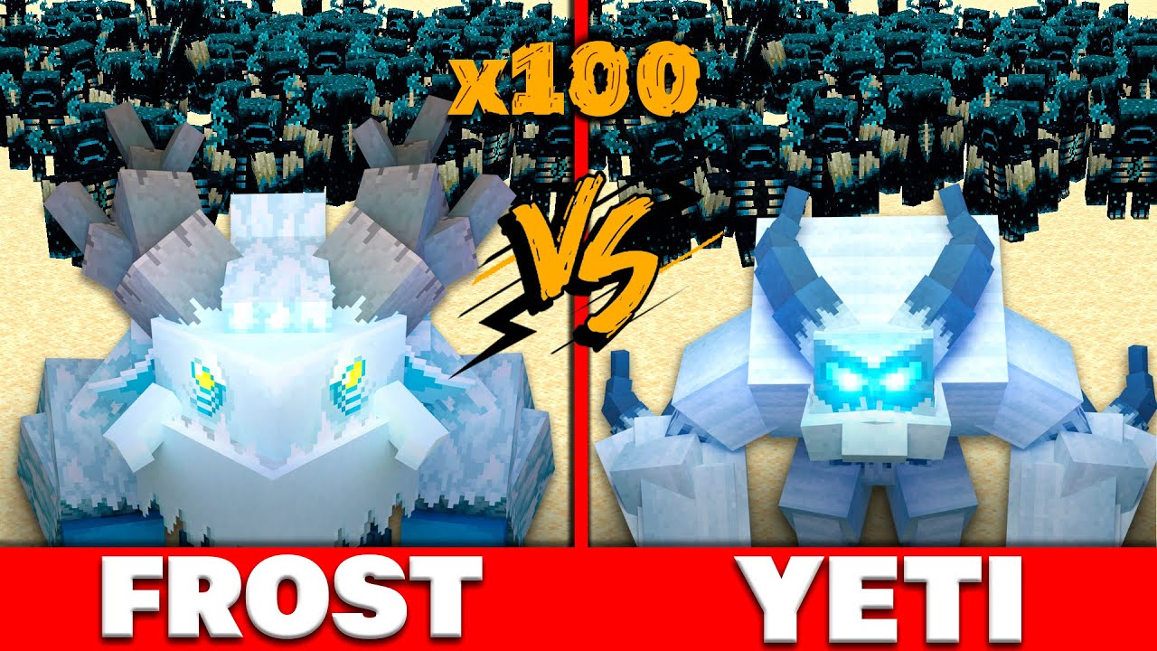 FROSTMAW vs YETI vs 100 Every Minecraft Mob in Minecraft - YouTube