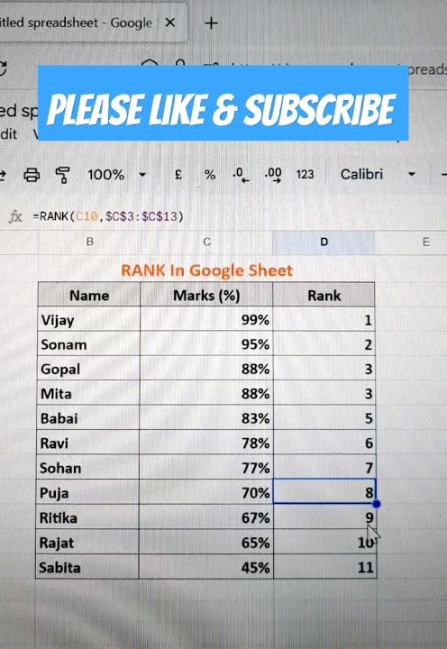 1st 2nd 3rd in google sheets | google sheets tutoring - YouTube