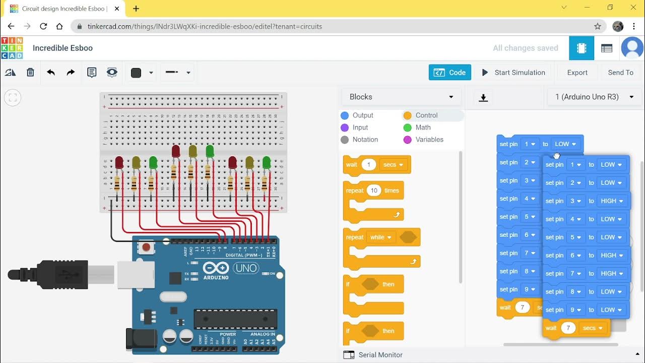 Simulasi Lampu Lalu Lintas 3 Arah Menggunakan Arduino Uno R3 | Tutorial Tinkercad | Arduino Uno ...