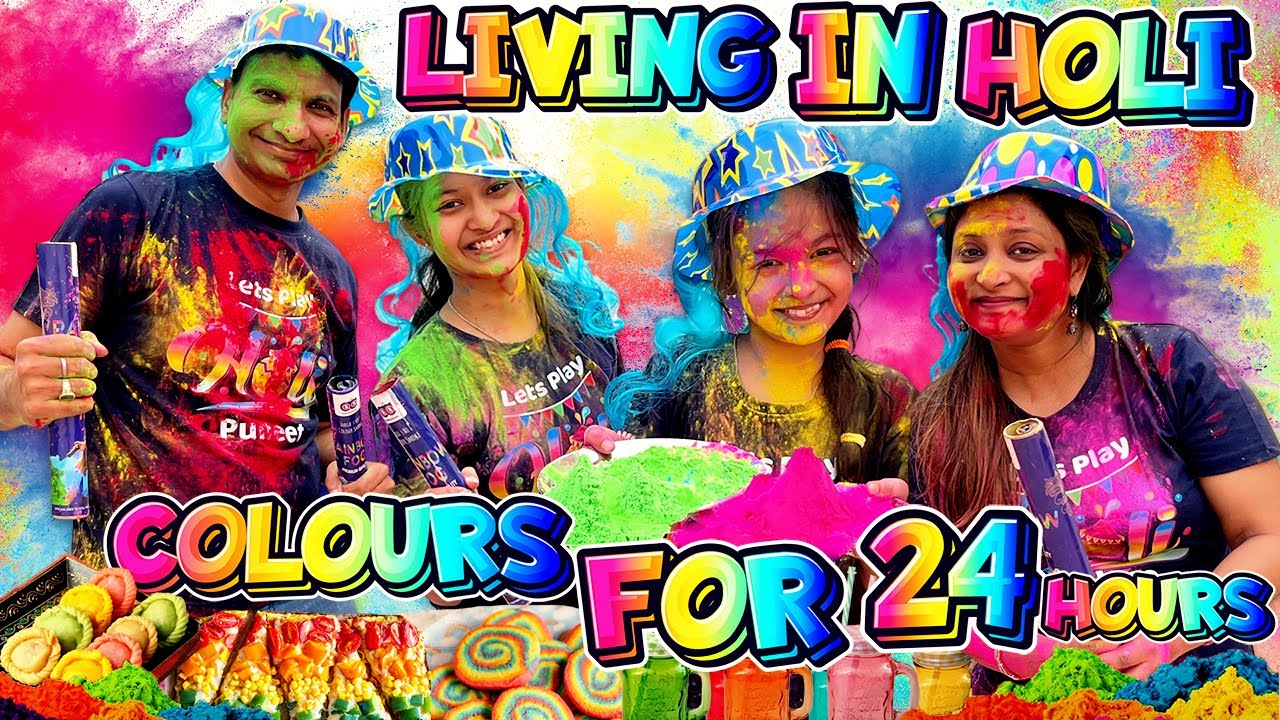 Living in Holi Colours for 24 HOURS 💦🌈 | Family Challenge | Holi ...