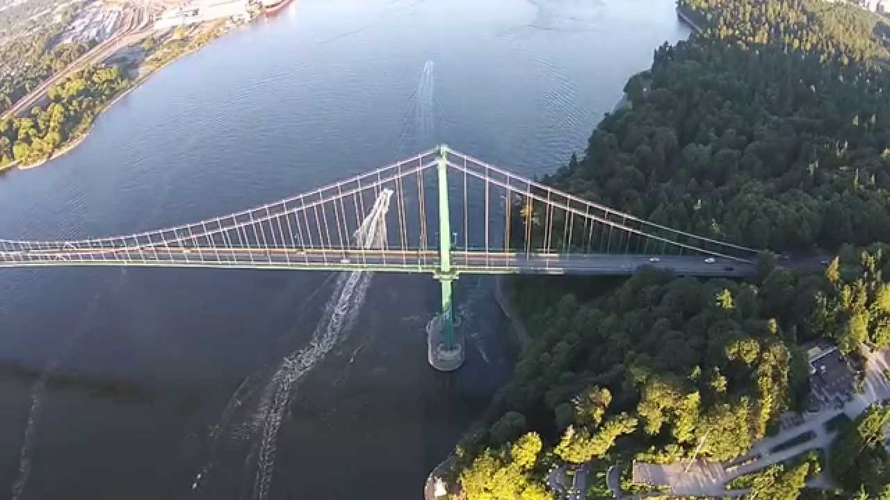 Stanley Park Aerial View of Lions Gate Bridge - YouTube