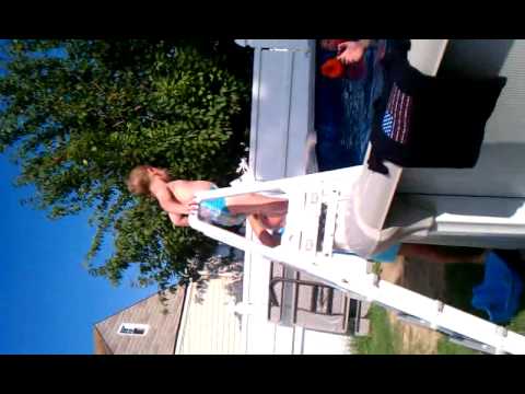 Austin jumping in the pool