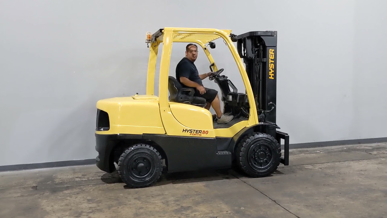 2012 Hyster H80FT 8000lb Pneumatic Diesel Forklift STK 9743 - YouTube