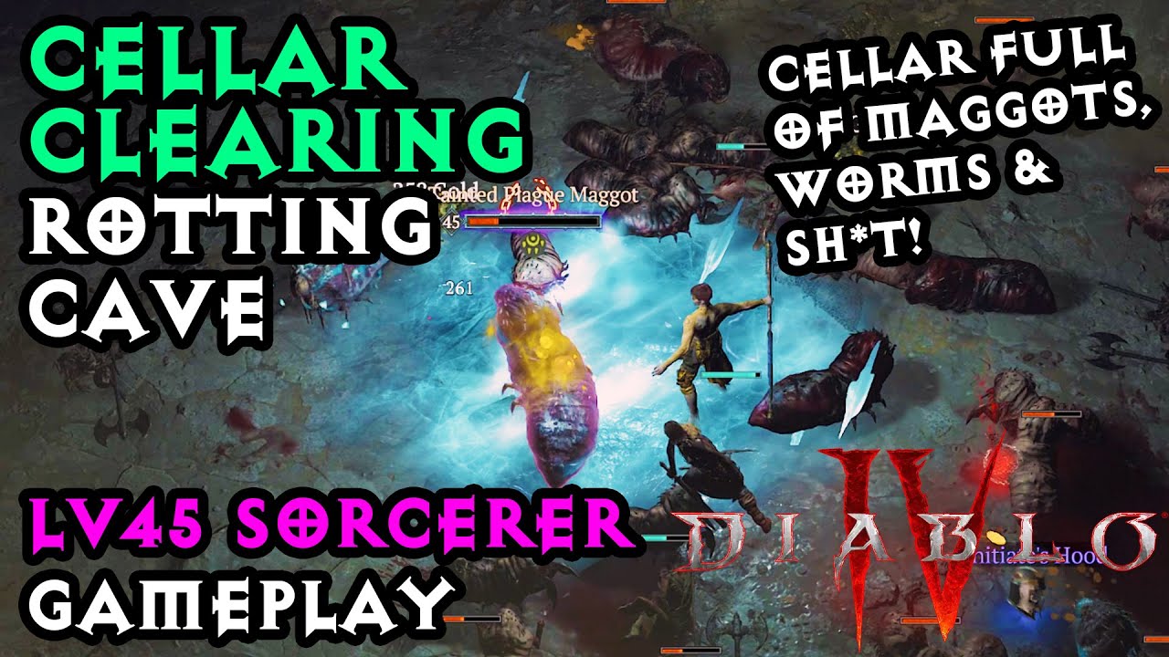 DIABLO IV - ROTTING CAVE CELLAR CLEARING LEVEL 45. MAGGOTS WORMS AND SH ...