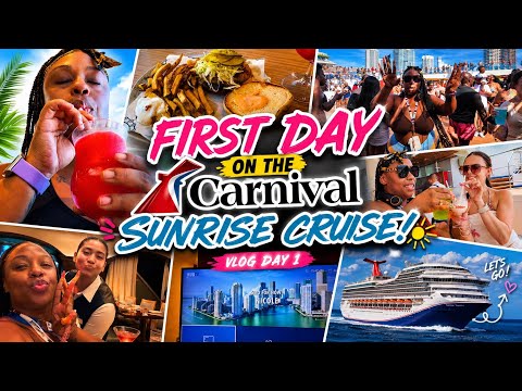 FIRST DAY ON CARNIVAL SUNRISE! 🛳️🍹 Sail Away, Food, Drinks & Good Vibes | Cruise Vlog Day 1