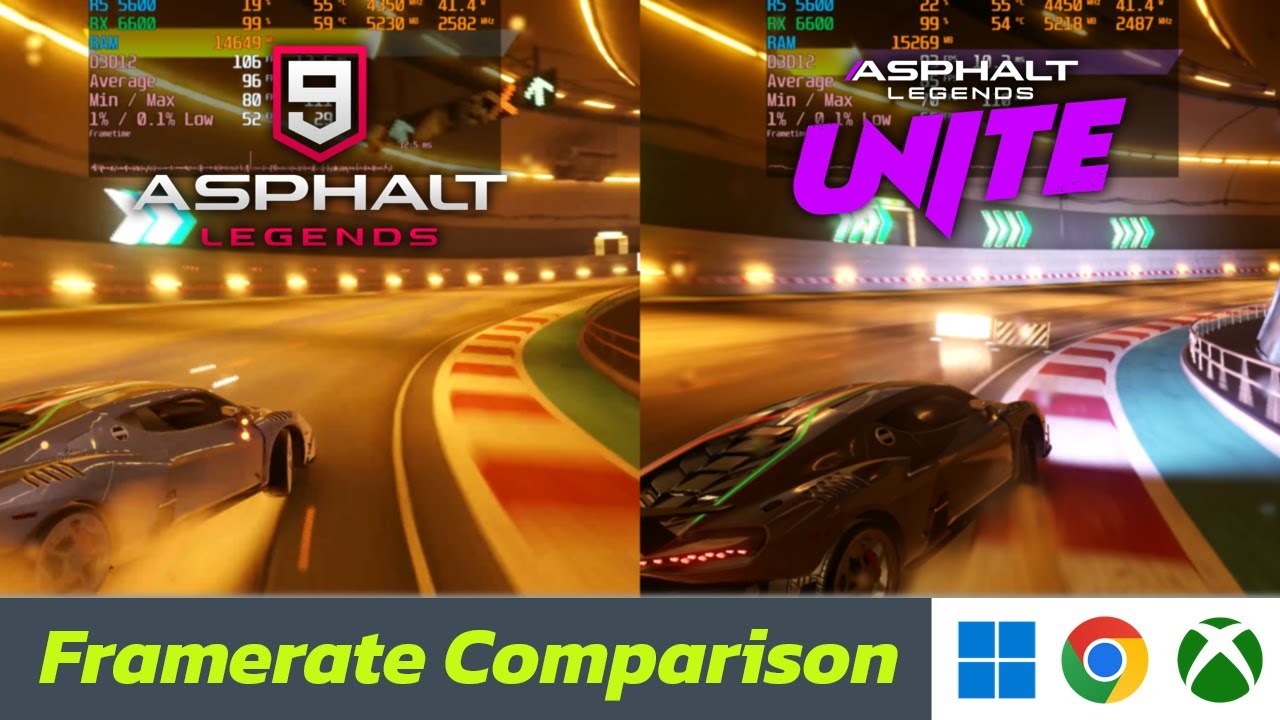 Asphalt 9 vs Asphalt Legends Unite | Framerate Comparison | PC ...